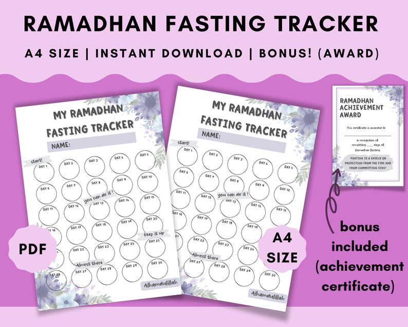 Printable Kids Ramadan Fasting Tracker for Kids Activity Ideas in ...