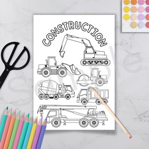 Printable Coloring Page Construction Vehicle Worksheet Learning for ...