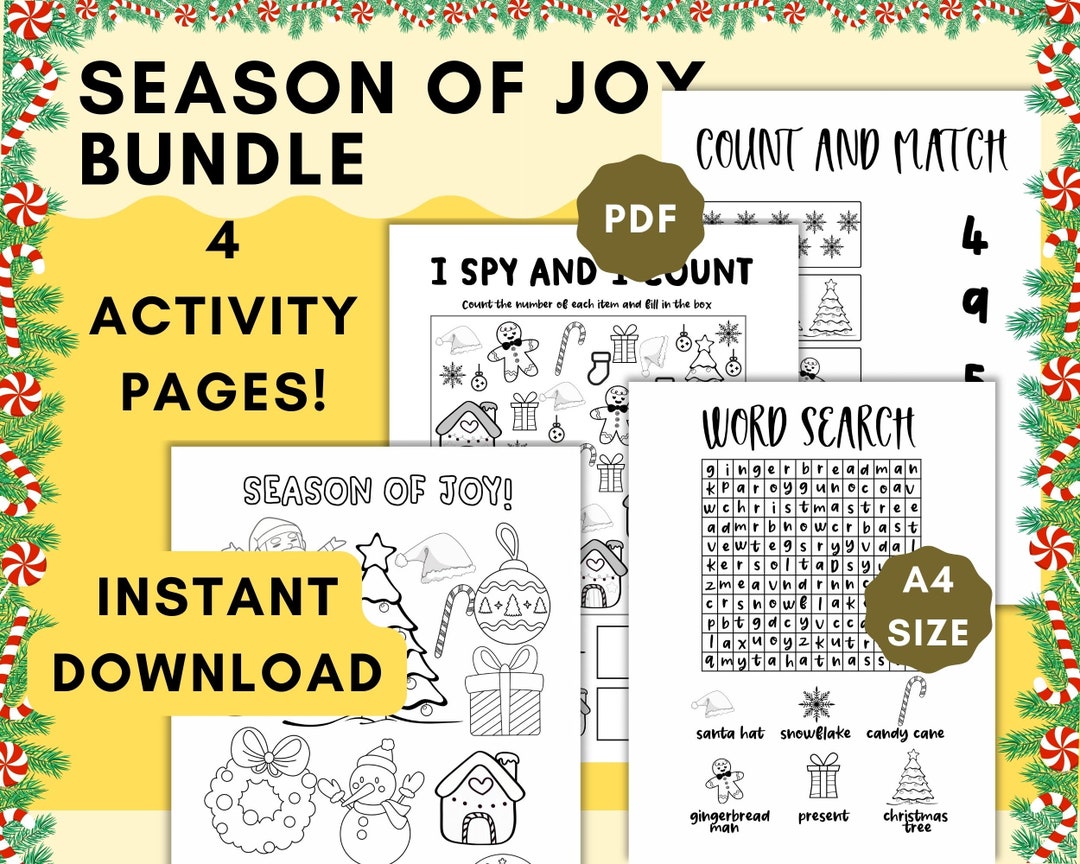 Printable Kids Activity- BUNDLE Christmas Activity, Kids Puzzles, Word ...