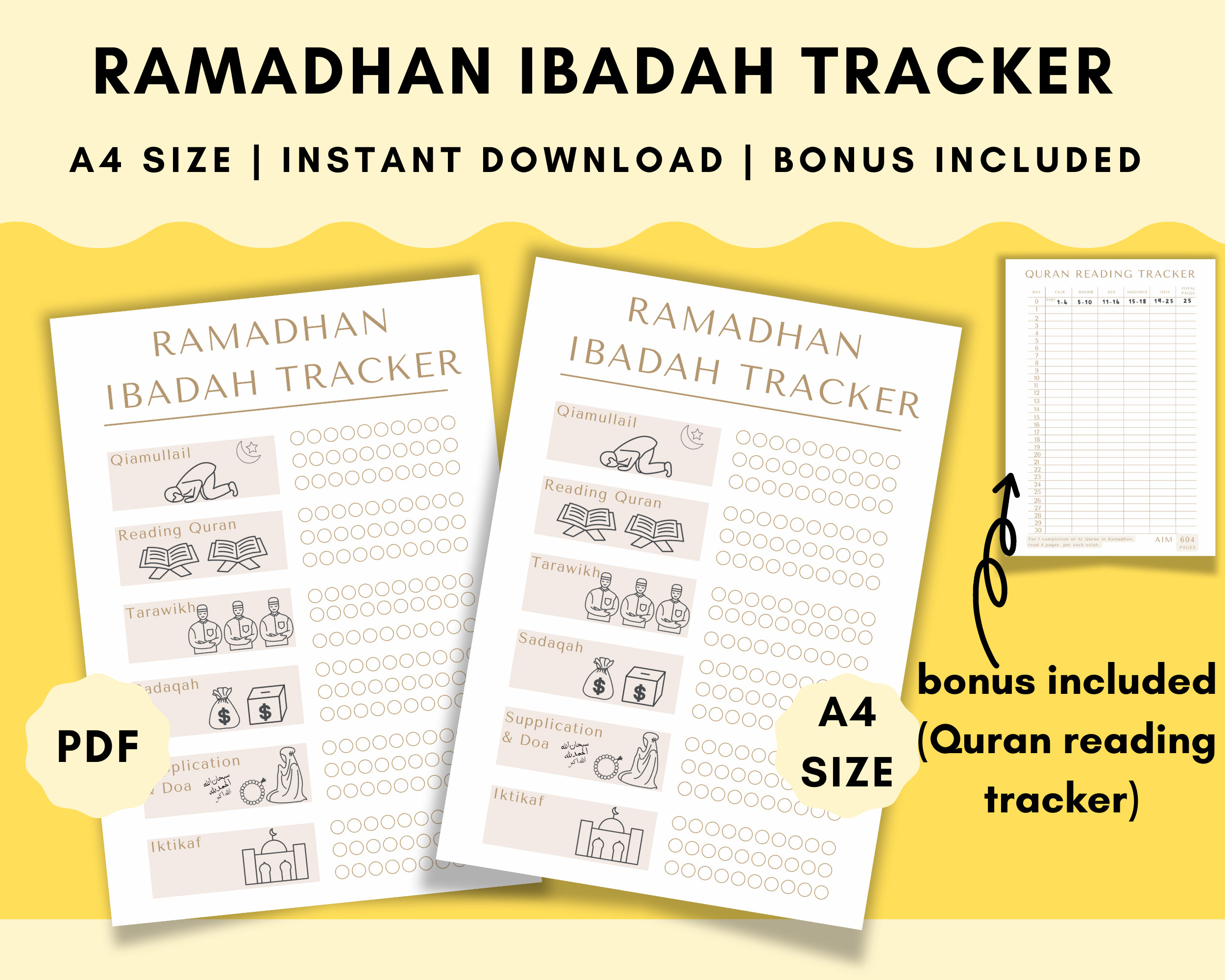 Printable Ramadan Ibadah Tracker Ramadan Activity With BONUS Quran ...