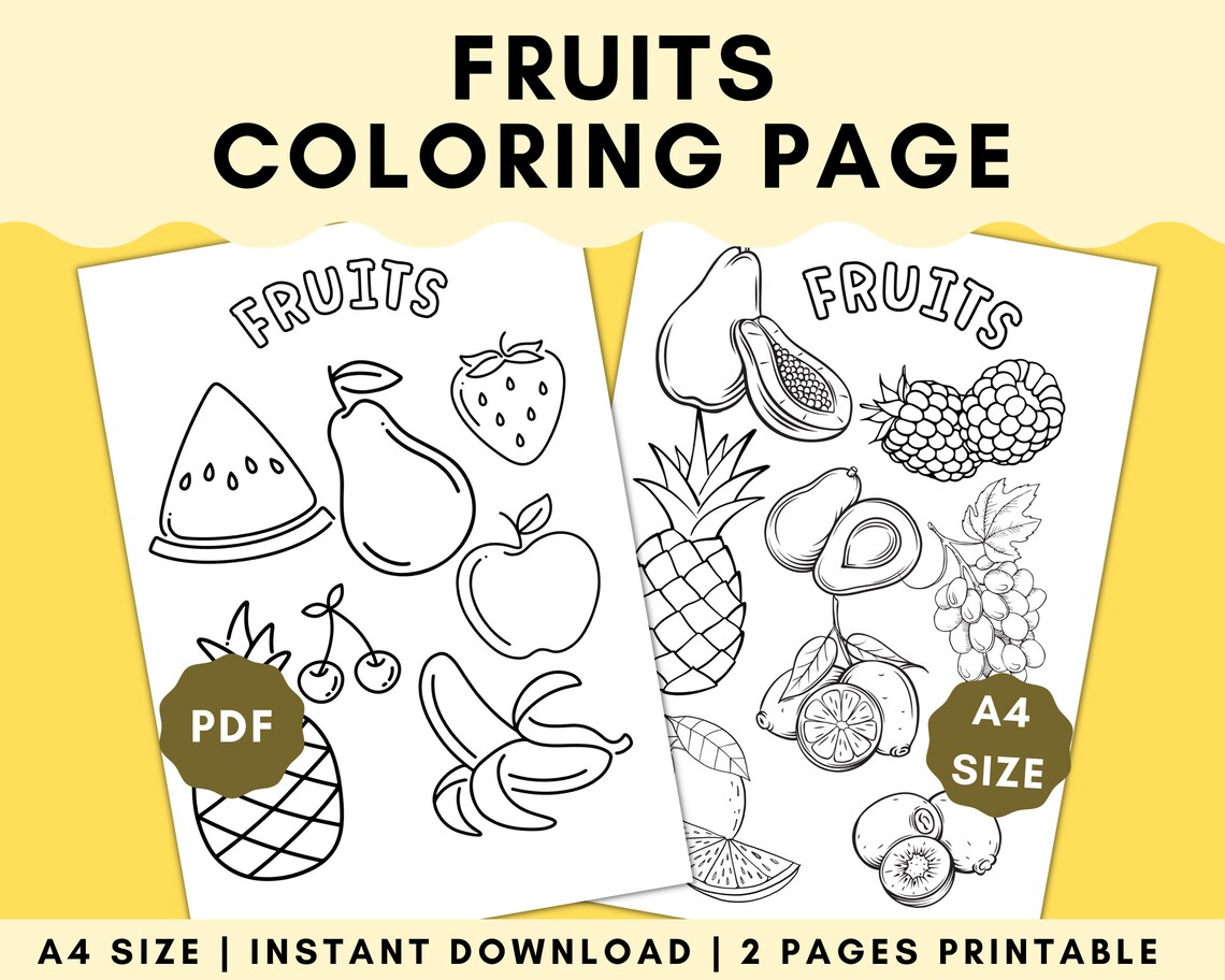 Printable Coloring Page Fruits Coloring Sheet for Kids Activity Ideas ...