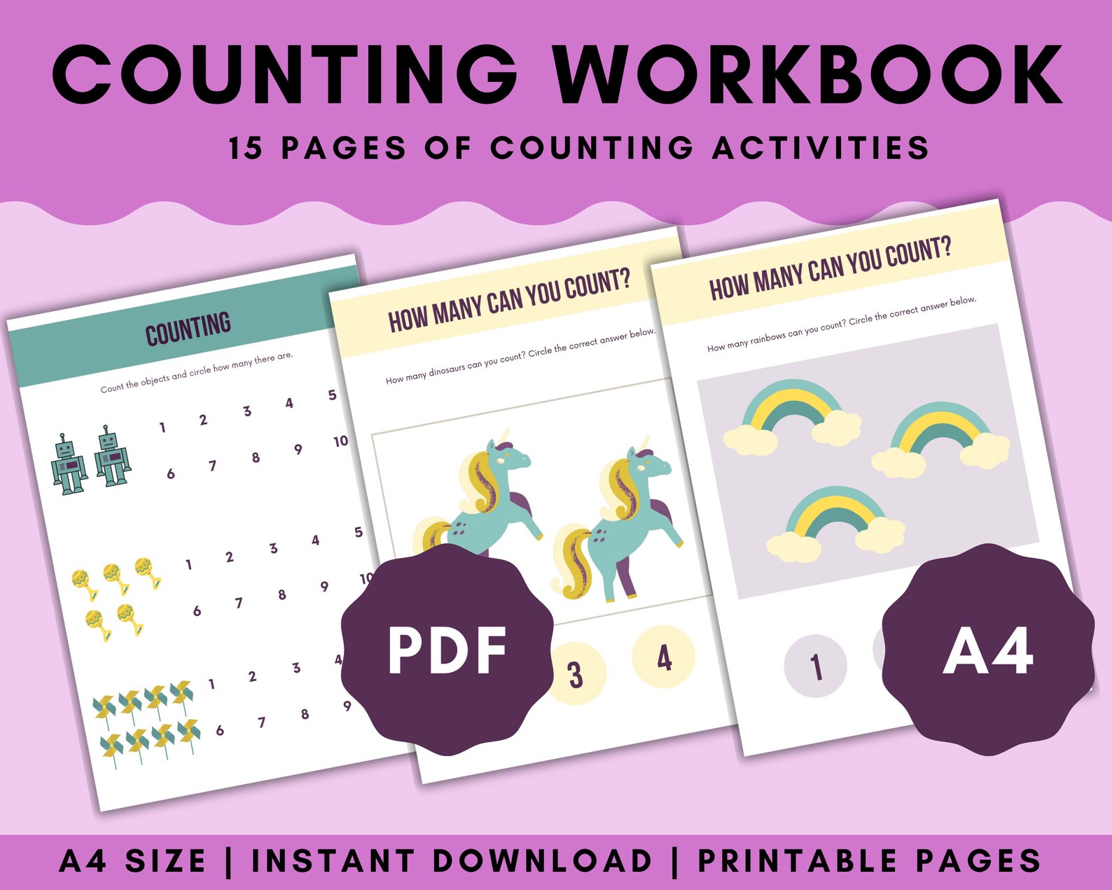 Printable Counting Workbook for Kids Math Number Count Exercise ...