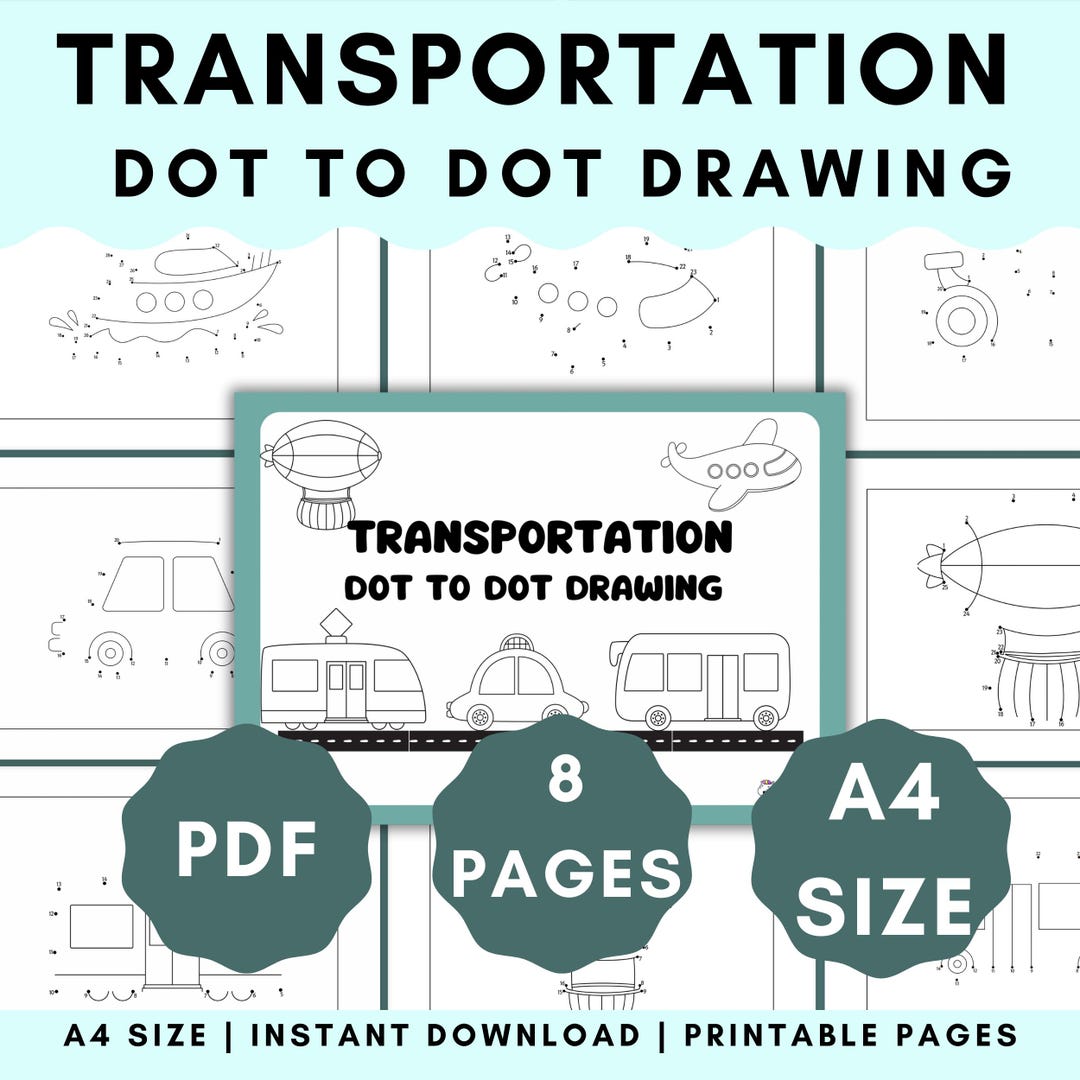 Connect the Dots Fun Printable Transportation Adventure for Kids Dot to ...