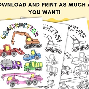Printable Coloring Page Construction Vehicle Worksheet Learning for ...