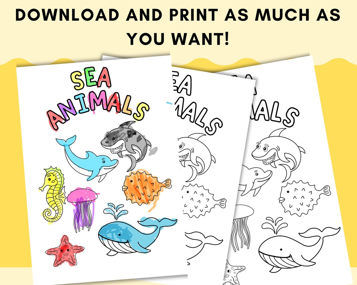 BUNDLE Printable Coloring Page Animal Coloring Pages Cute - Etsy