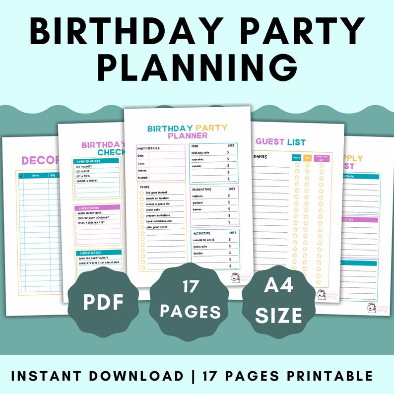 Printable Birthday Party Planning Checklist for Kids Birthday Supply Checklist for Party ...