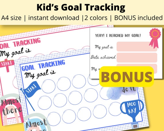 Kids Goal Tracking Printable Printable Planner BONUS - Etsy