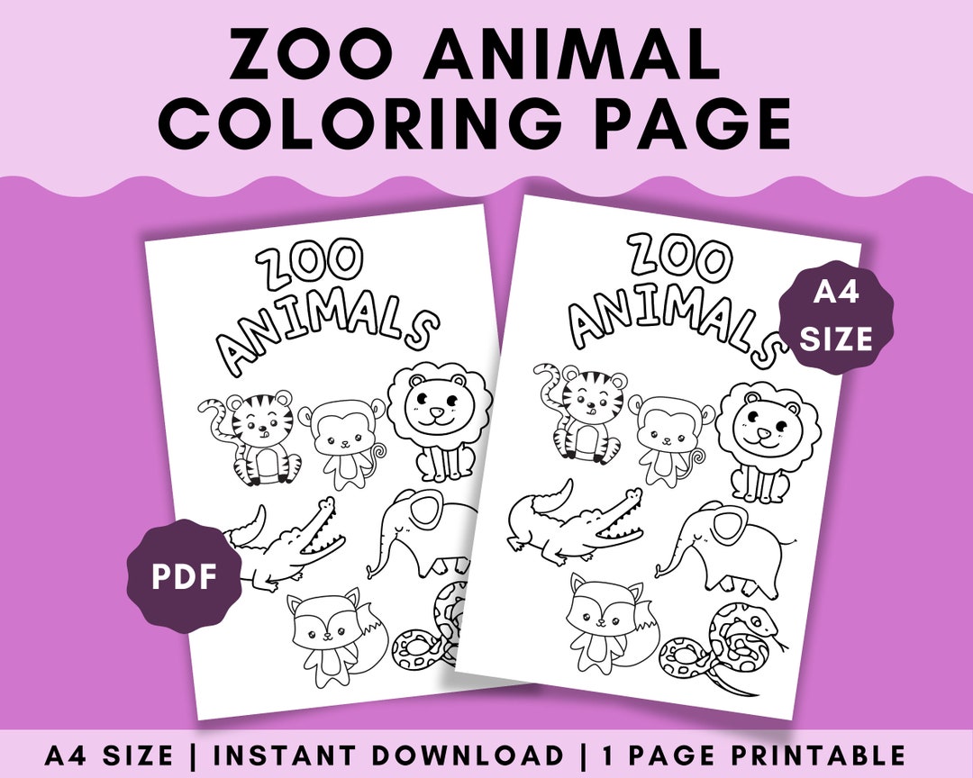 Printable Coloring Page Zoo Animal for Toddler Learning Activities ...