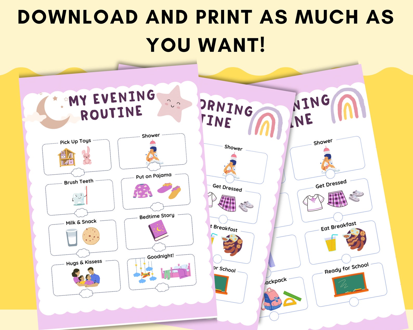 Printable Kids Daily Routine Journal Activity for Kids Morning Routine ...