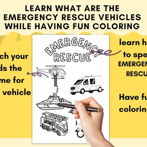 Printable Coloring Page Emergency Rescue for Kids Activities Learning ...