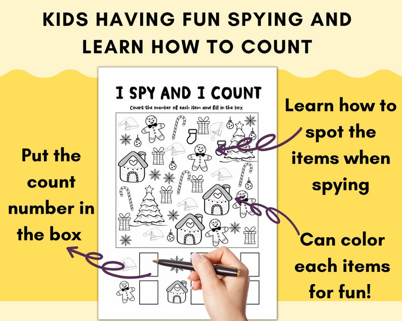 Printable Kids Activity Sheet, I Spy and I Count, Christmas Bundle ...