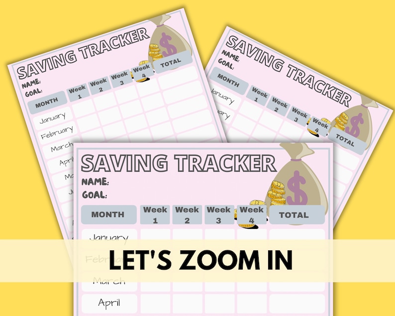 Printable Kids Saving Tracker Planning Saving Goal Chart for Kids ...