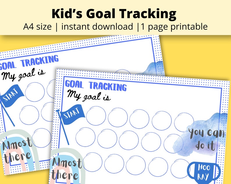 Kids Goal Tracking Printable Planner for Kids Reading Log Worksheet for ...