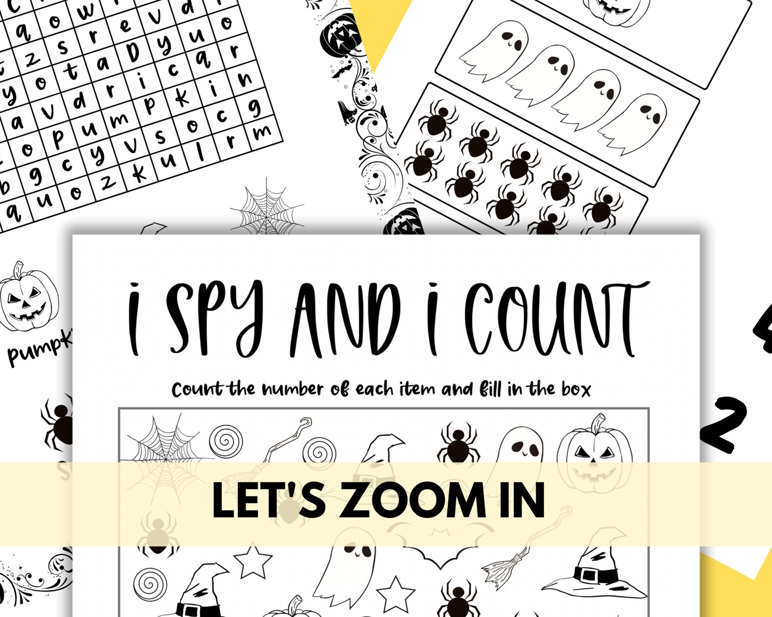 BUNDLE Printable Halloween Kids Activity Sheet Learning Count and Match ...