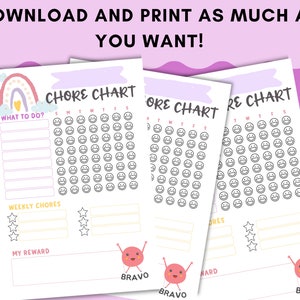 Printable Kids Chore Chart Activity Tracker Planning for Children ...