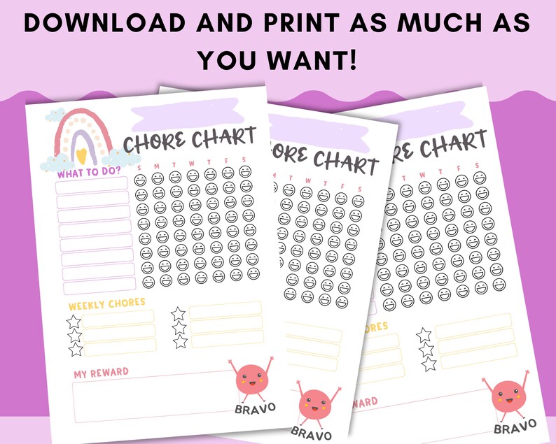 Printable Kids Chore Chart Chore Tracking Chart, Printable Chores ...