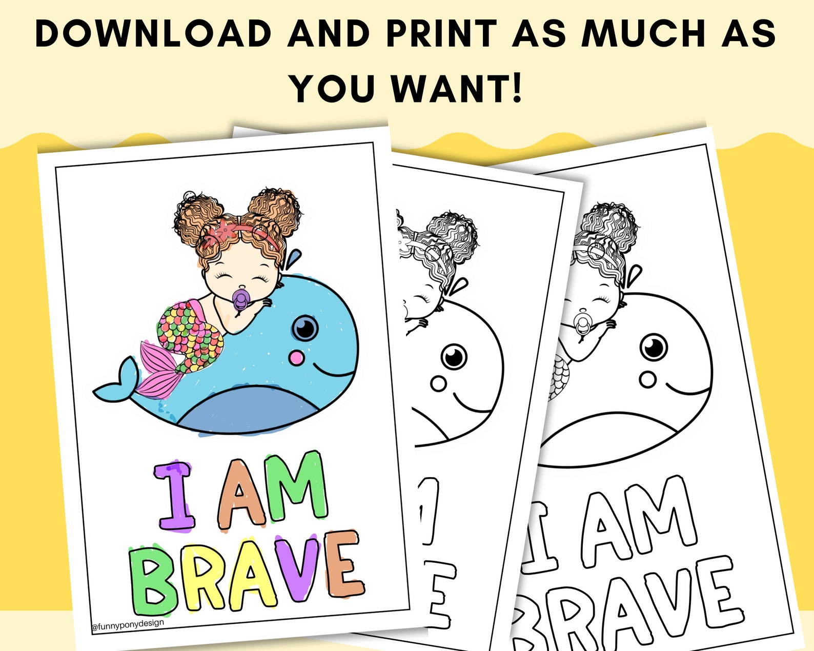 Mermaid Coloring Pages | Positive Affirmations, Sea Animals (digital ...