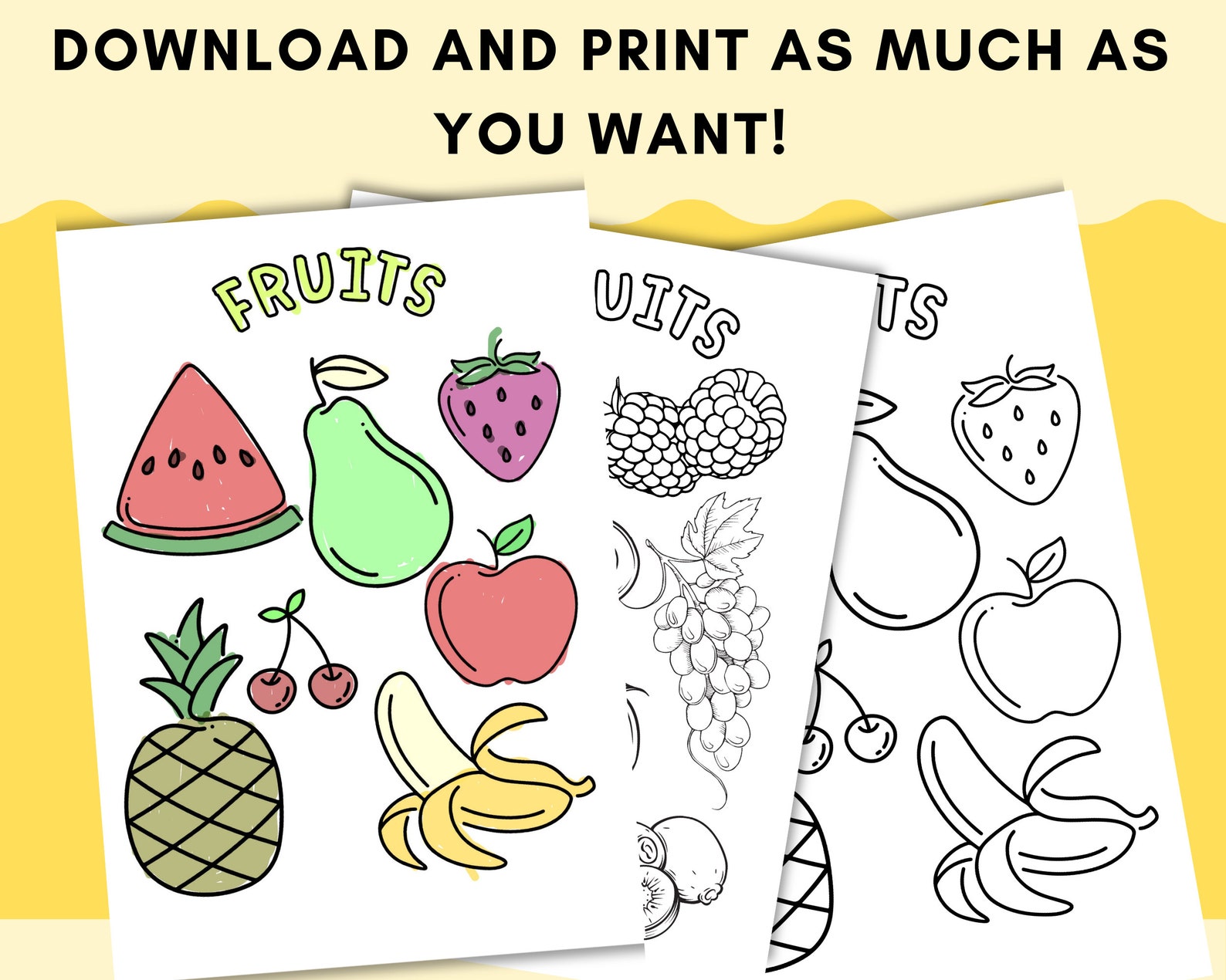 Printable Coloring Page Fruits Coloring Sheet for Kids Activity Ideas ...