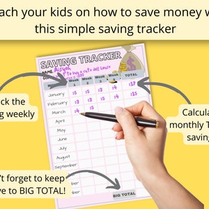 Printable Kids Saving Tracker Planning Saving Goal Chart for Kids ...