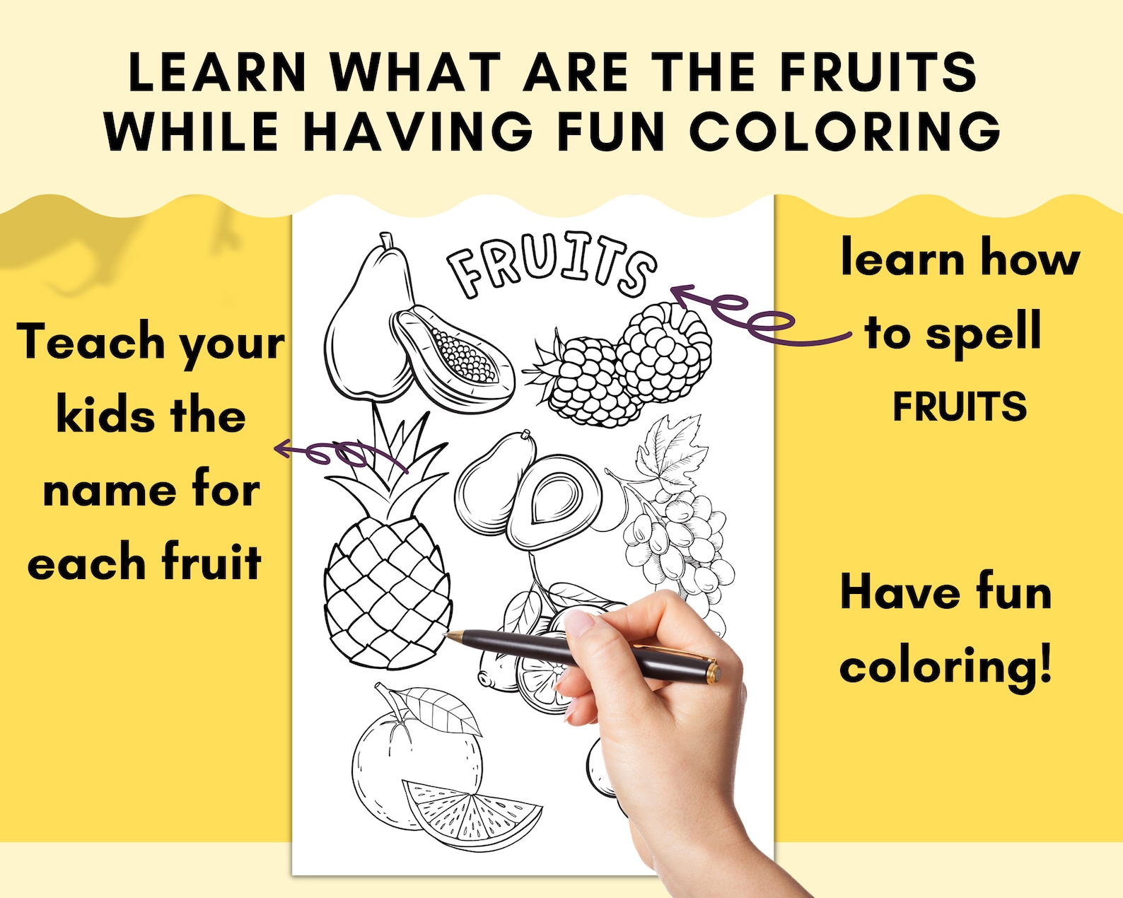 Printable Coloring Page Fruits Coloring Sheet for Kids Activity Ideas ...