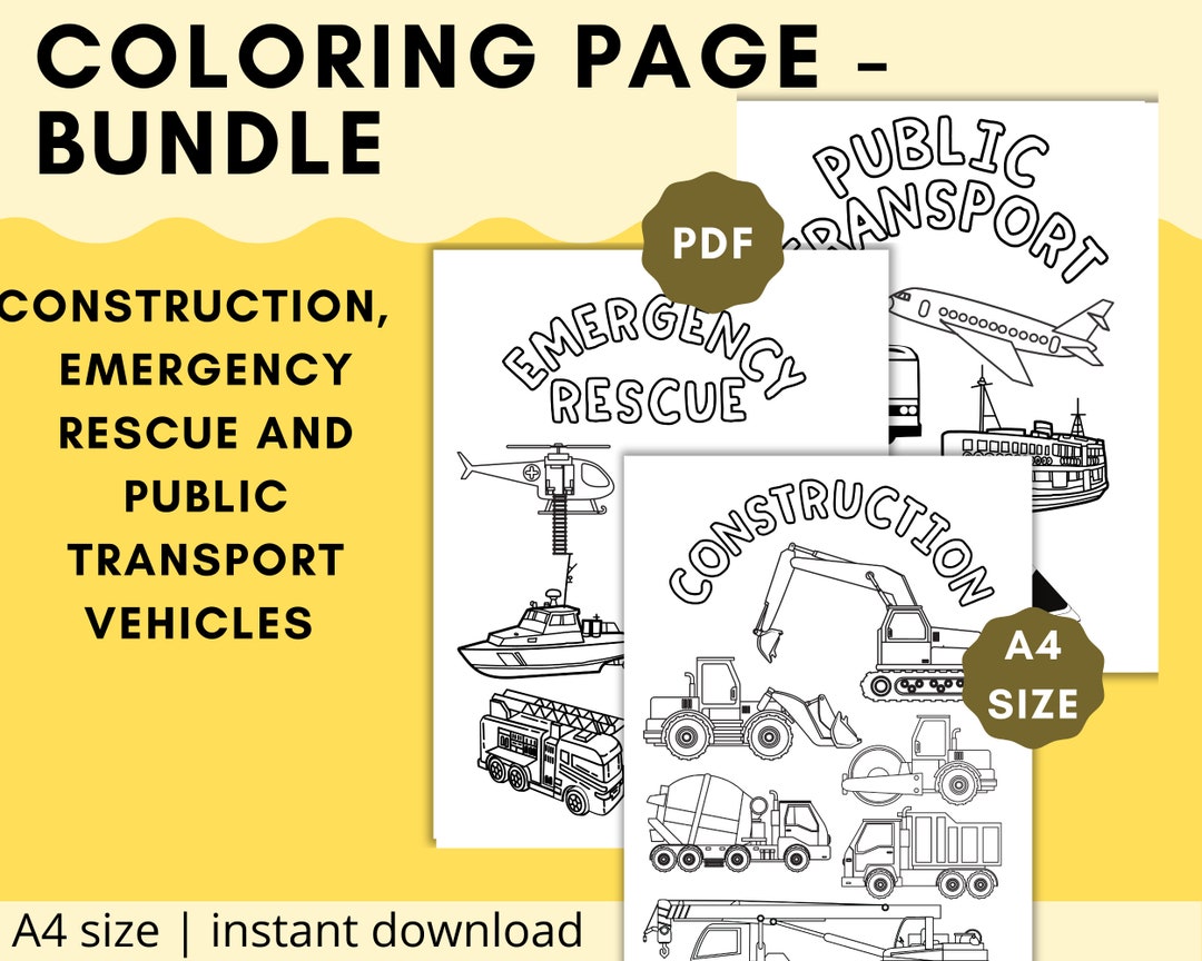Bundle Printable Coloring Pages Car Learning Construction Vehicle for ...