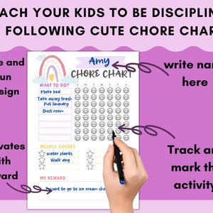 Printable Kids Chore Chart Activity Tracker Planning for Children ...