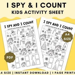 Printable Kids Activity Sheet I Spy and I Count Christmas - Etsy