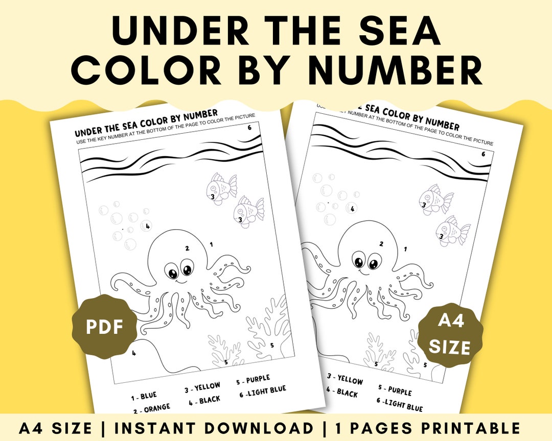 Printable Coloring Page Color by Numbers, Under the Sea Coloring, Under ...