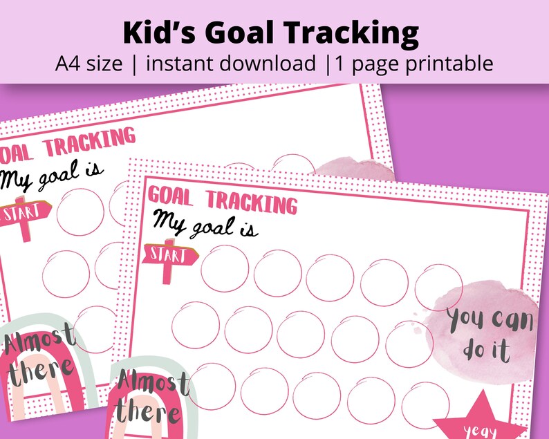 Kids Goal Tracking Printable Planner for Kids Reading Log Worksheet for ...