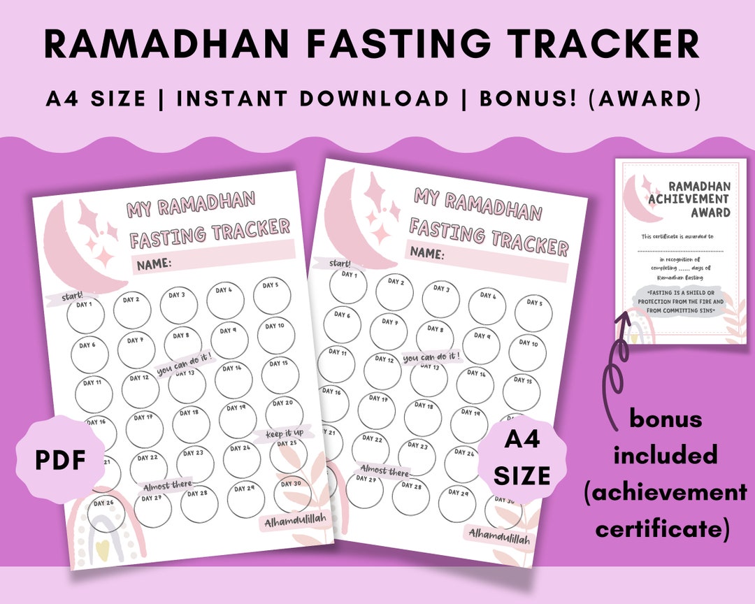 Printable Kids Ramadan Fasting Tracker Planning Ramadan Muslim Daily ...