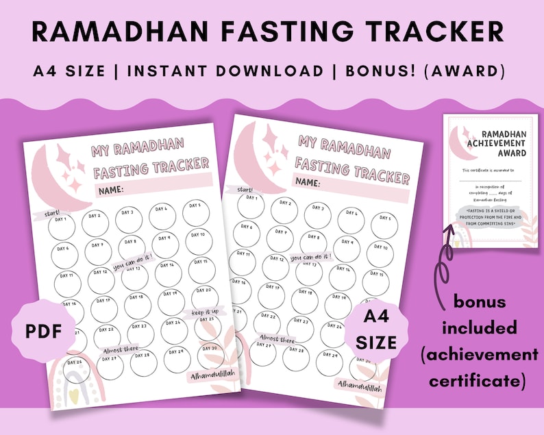 Printable Kids Ramadan Fasting Tracker Planning Ramadan Muslim Daily ...