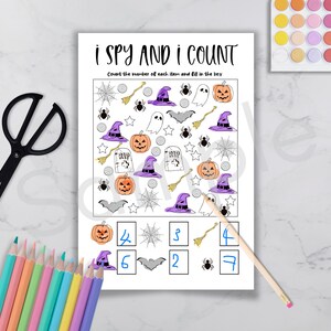 BUNDLE Printable Halloween Kids Activity Sheet Learning Count and Match ...