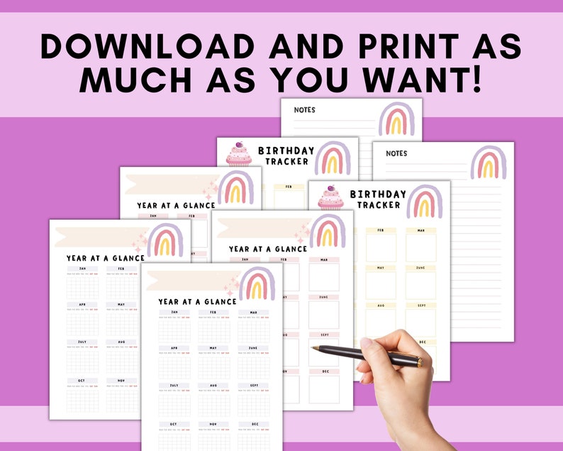 Printable Rainbow Planner Extra Pages BONUS: 2023 Calendar - Etsy