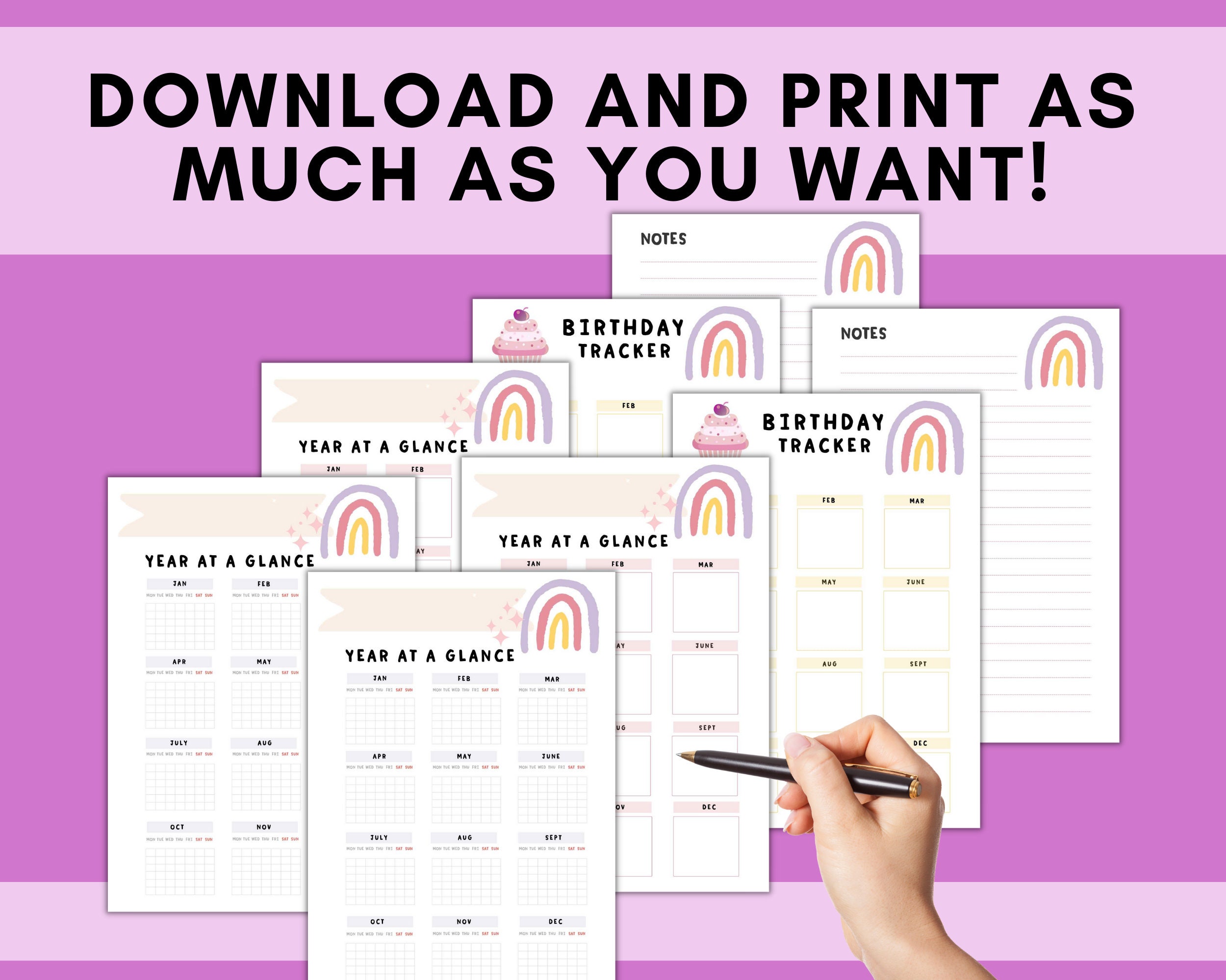 Printable Rainbow Planner Extra Pages BONUS: 2023 Calendar Kids ...