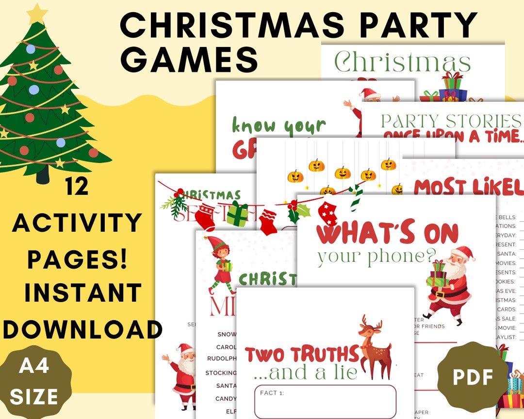 BUNDLE Printable Christmas Party Games Activity Sheet, Creative Stories ...