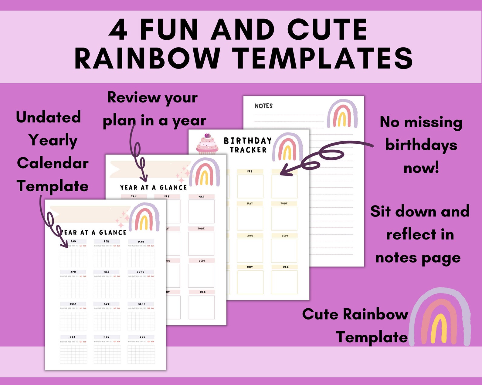 Printable Rainbow Planner Extra Pages BONUS: 2023 Calendar Kids ...