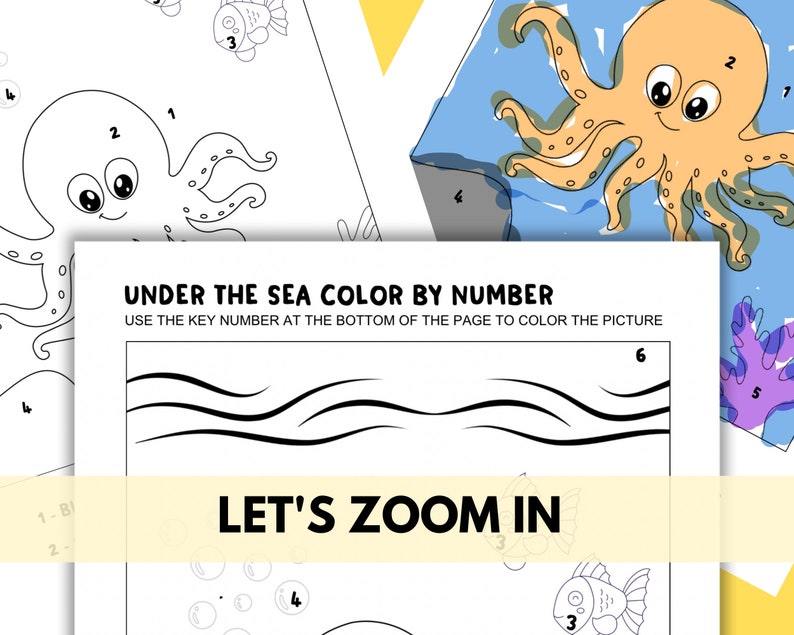 Under the Sea Color by Number Worksheet, Preschool Learning (PDF) - Etsy