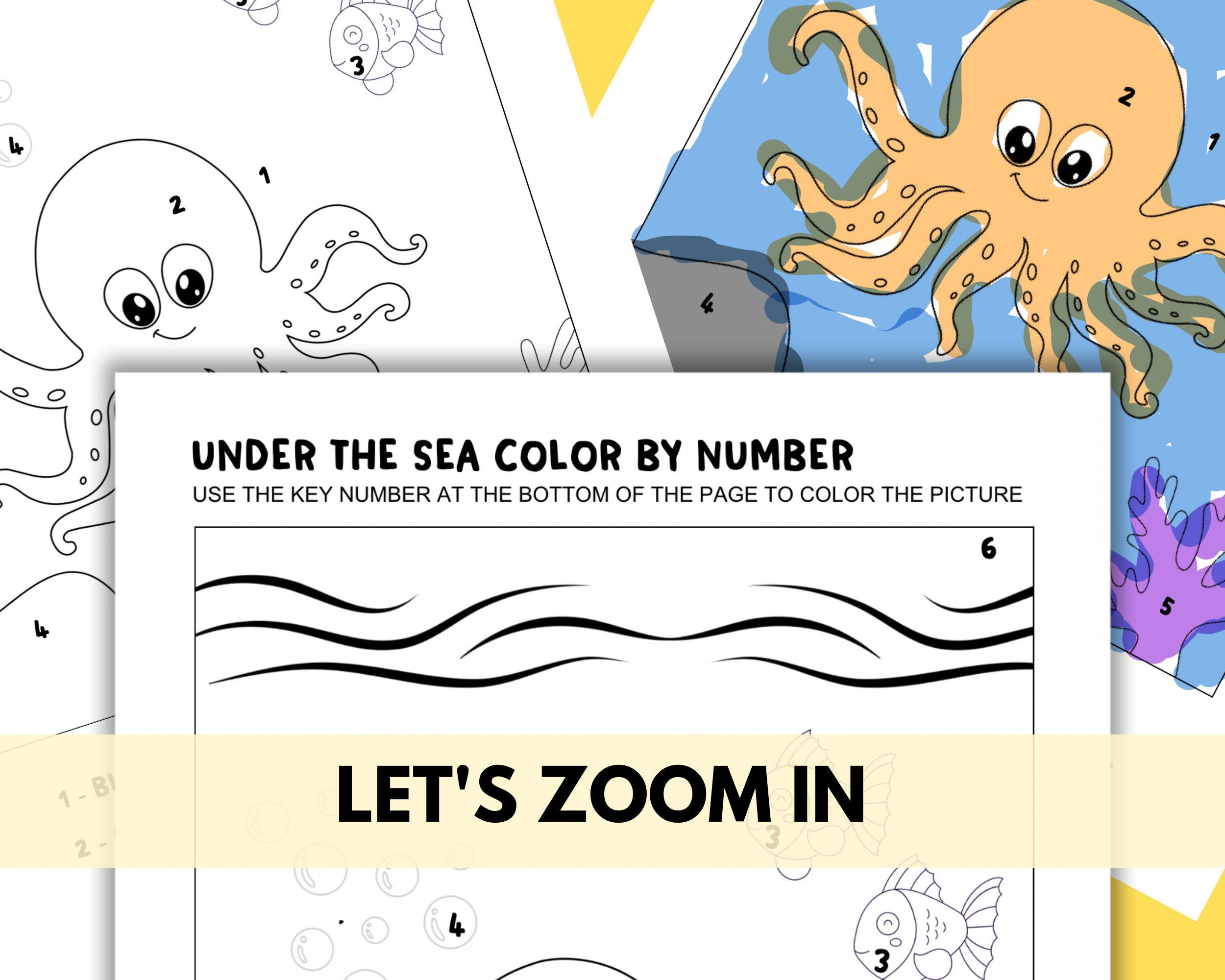Printable Coloring Page Color by Numbers, Under the Sea Coloring, Under ...