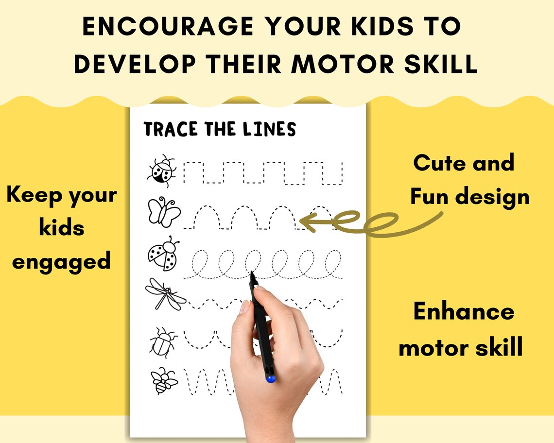 Printable Line Tracing Worksheet Kids Handwriting Exercise Printable ...