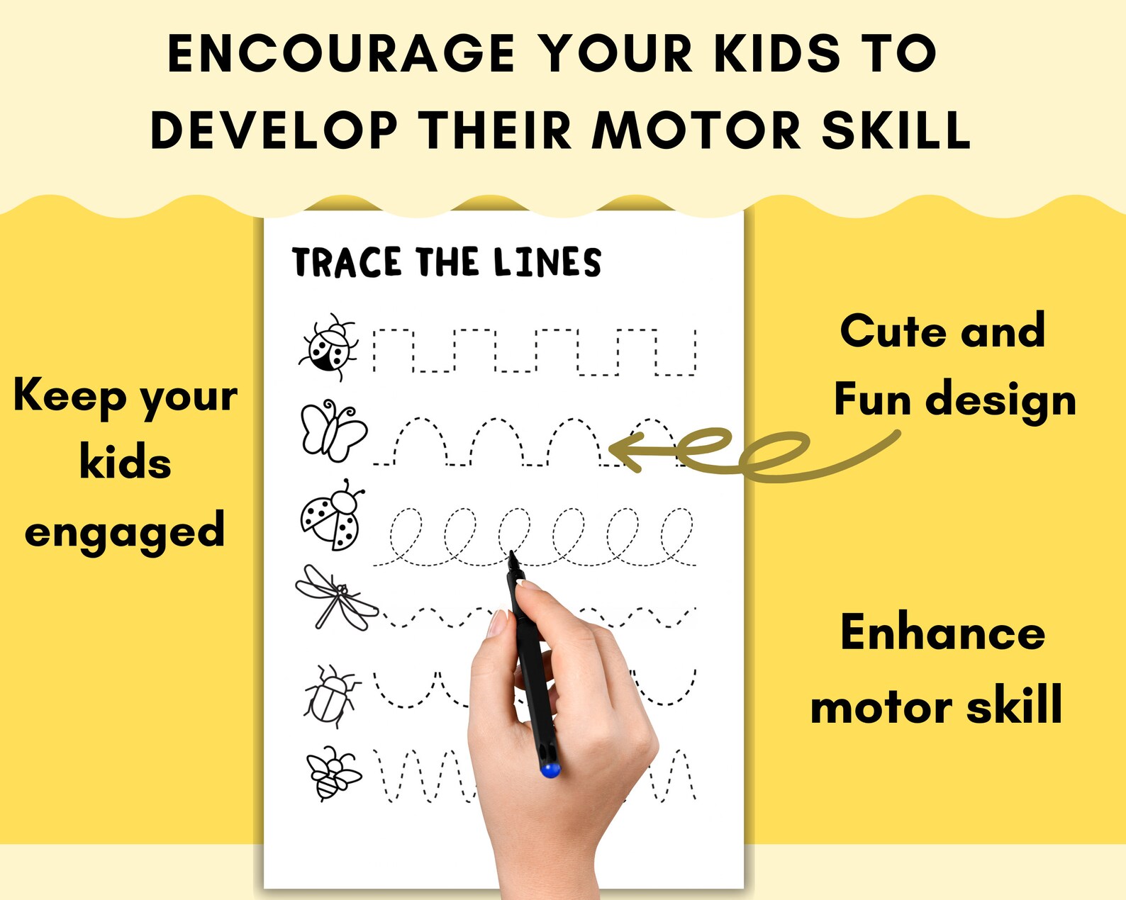Printable Line Tracing Worksheet Kids Handwriting Exercise Printable ...