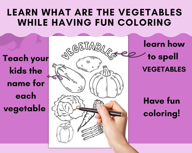 Printable Coloring Page Vegetables Learning Activities for Kids ...