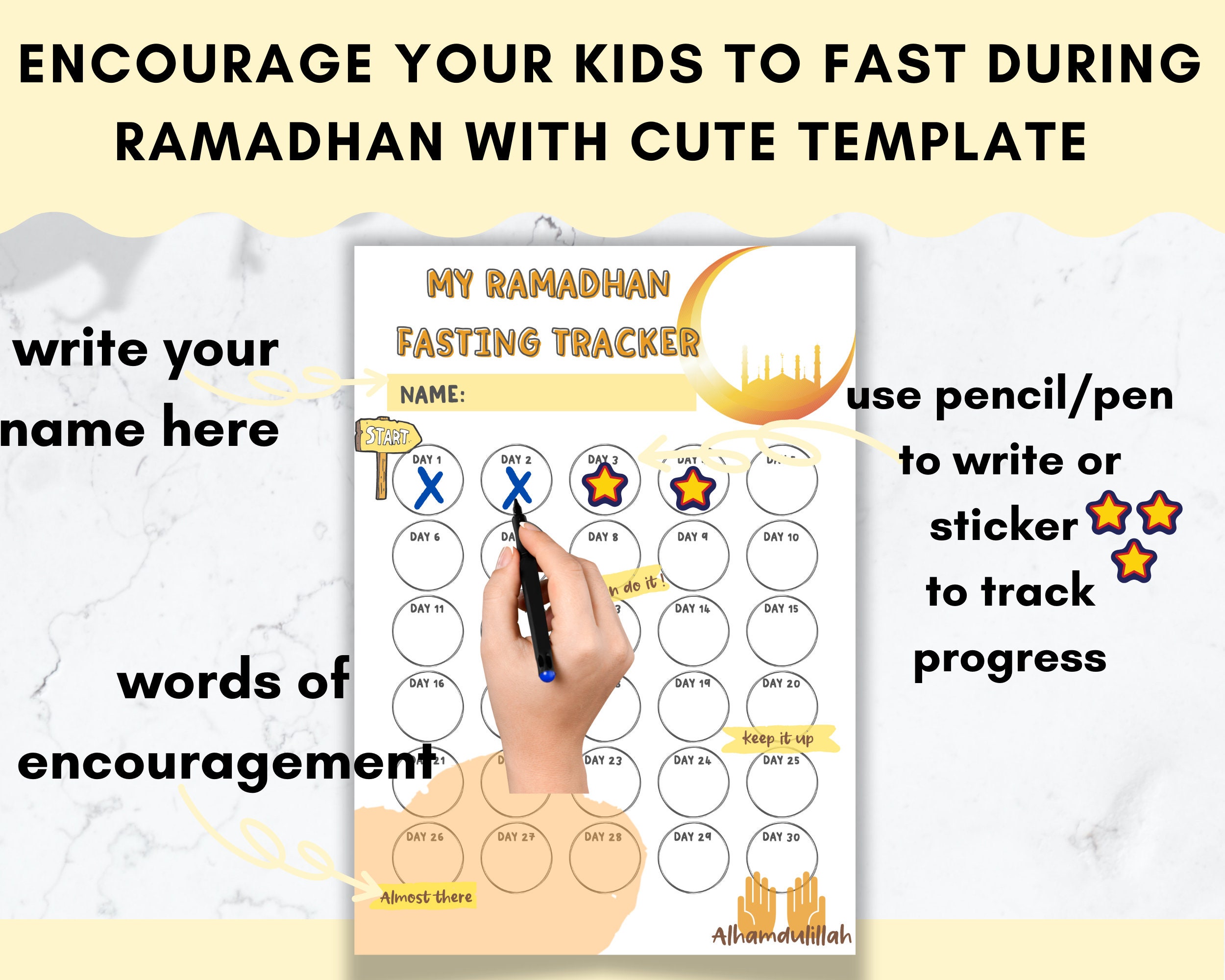Printable Kids Ramadan Fasting Tracker Planning Ramadan Muslim Daily ...