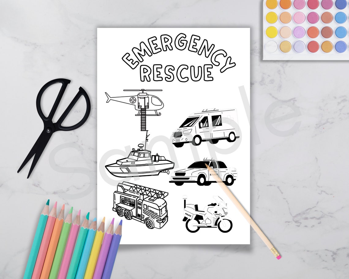 Printable Coloring Page Emergency Rescue, Kids Activities, Printable ...