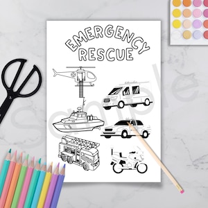 Printable Coloring Page Emergency Rescue for Kids Activities Learning ...
