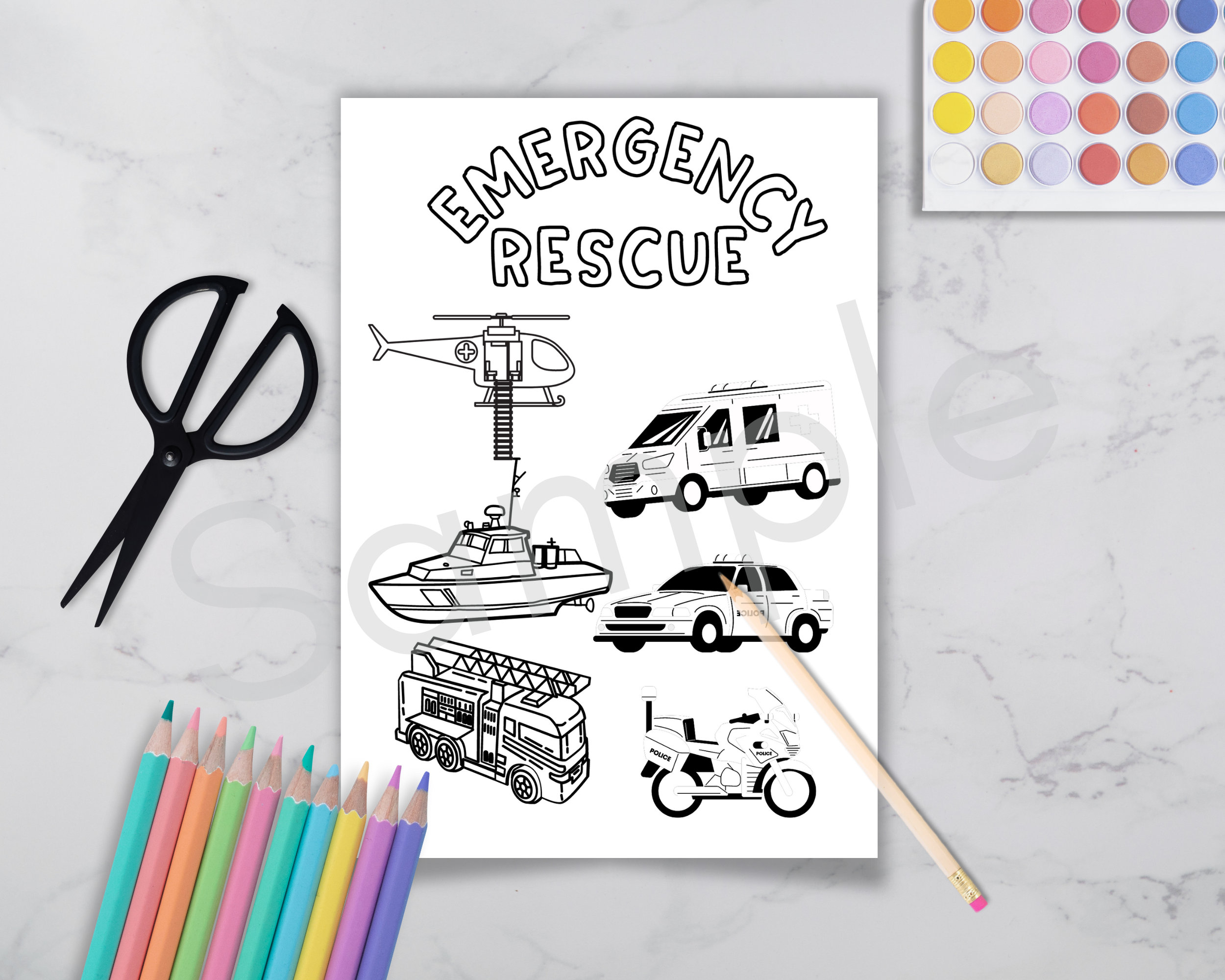 Printable Coloring Page Emergency Rescue, Kids Activities, Printable ...