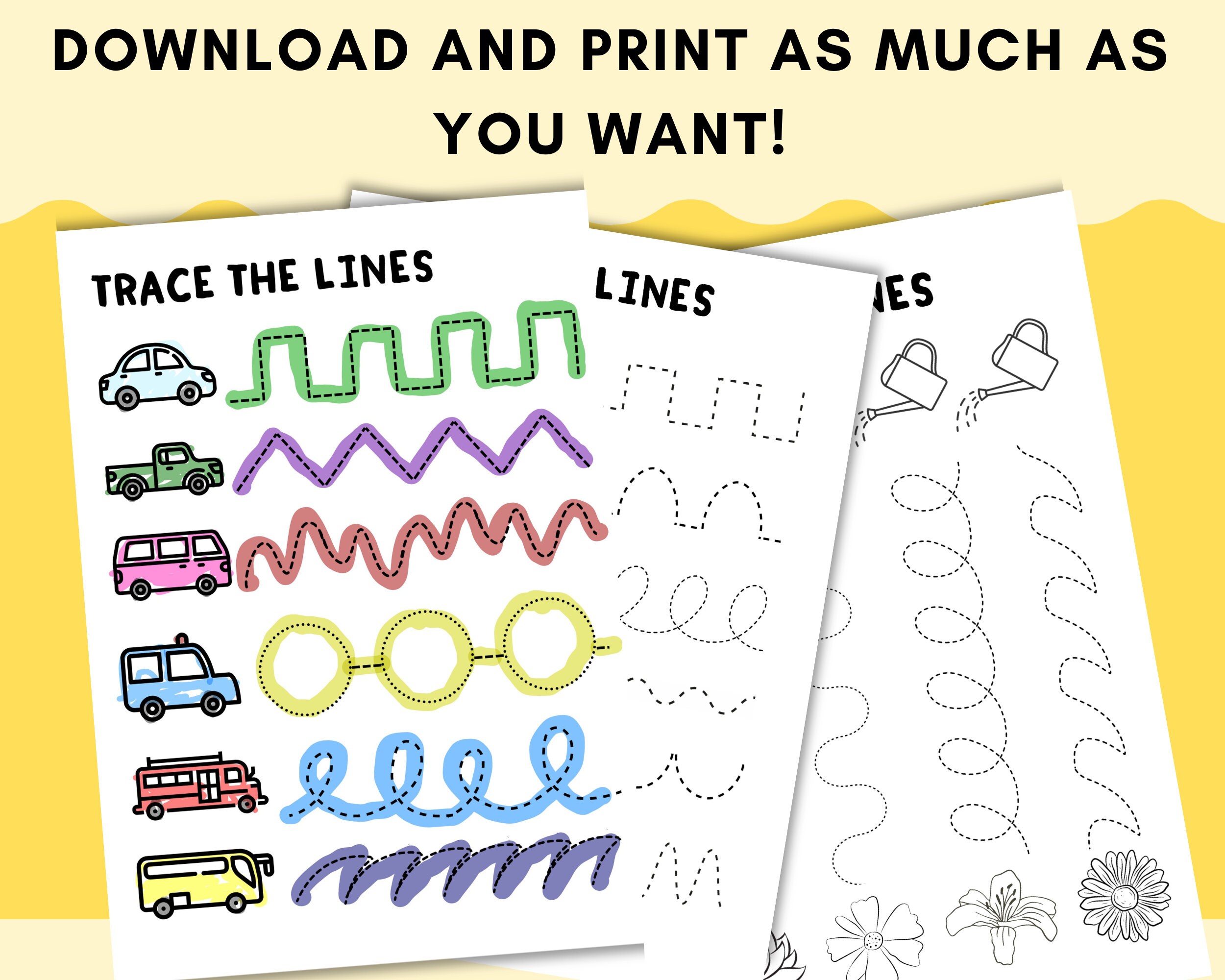 Printable Line Tracing Worksheet Kids Handwriting Exercise Printable ...
