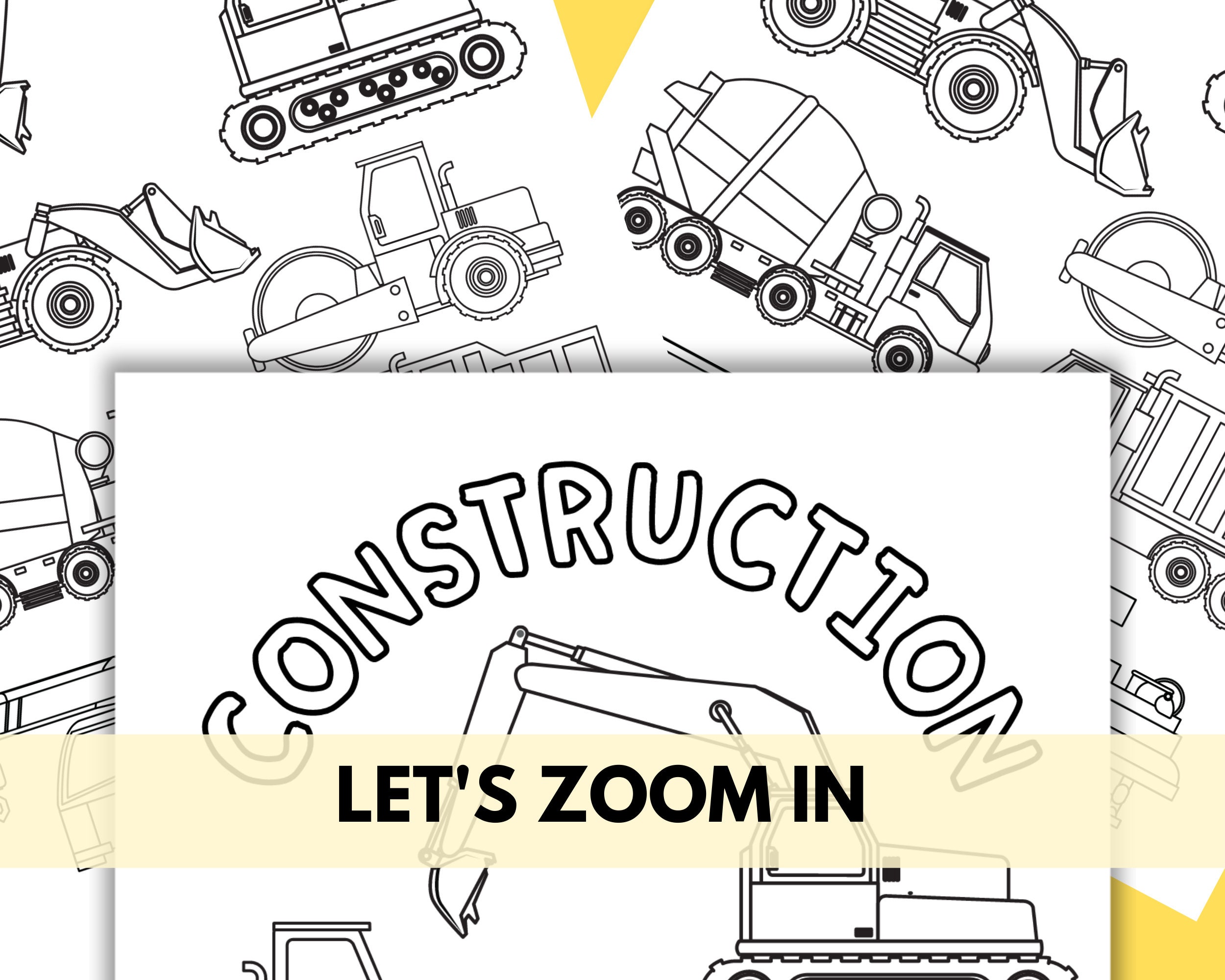 Printable Coloring Page Construction Vehicle Worksheet Learning for ...