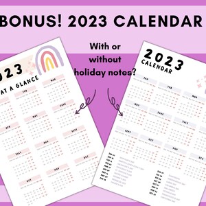 Printable Rainbow Planner Extra Pages BONUS: 2023 Calendar Kids ...