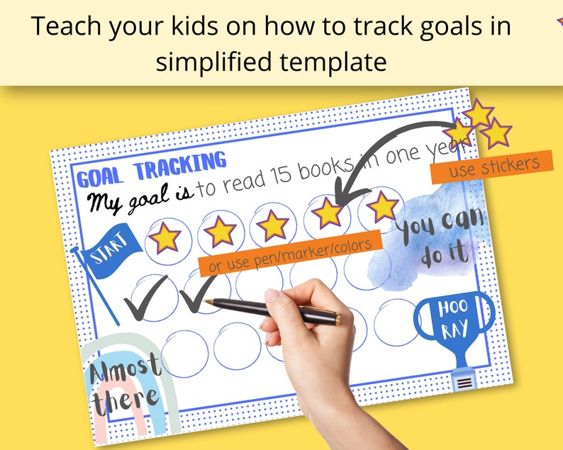 Kids Goal Tracking Chart Printable, School Activity Planner (digital ...