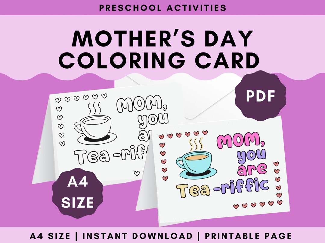 Printable Mother's Day Coloring Card Template Kids Activity Coloring ...